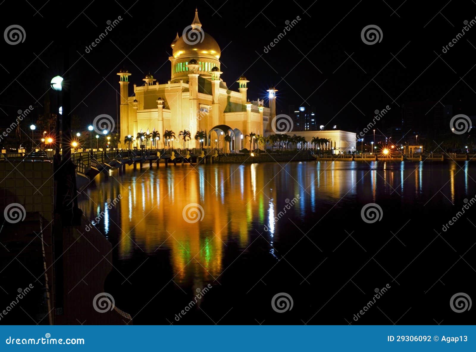 Mosque at night stock photo. Image of reflection, muslim - 29306092