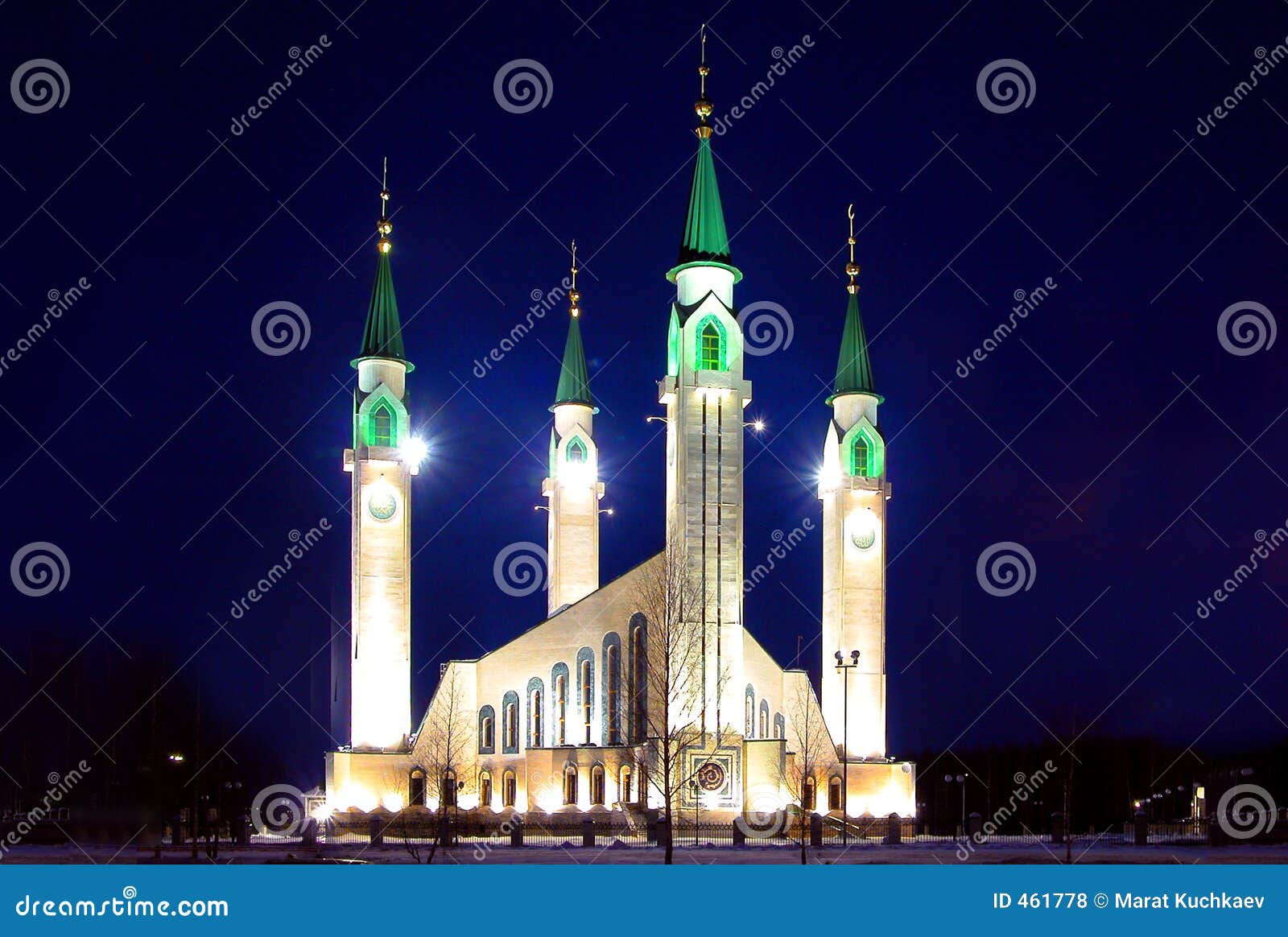 Mosque at night. stock photo. Image of light, russia, islam - 461778