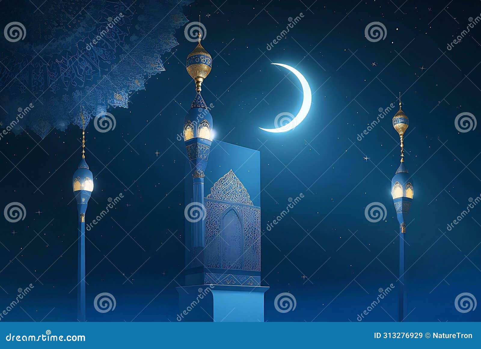 Mosque in Night Mosque at Night Stock Illustration - Illustration of ...