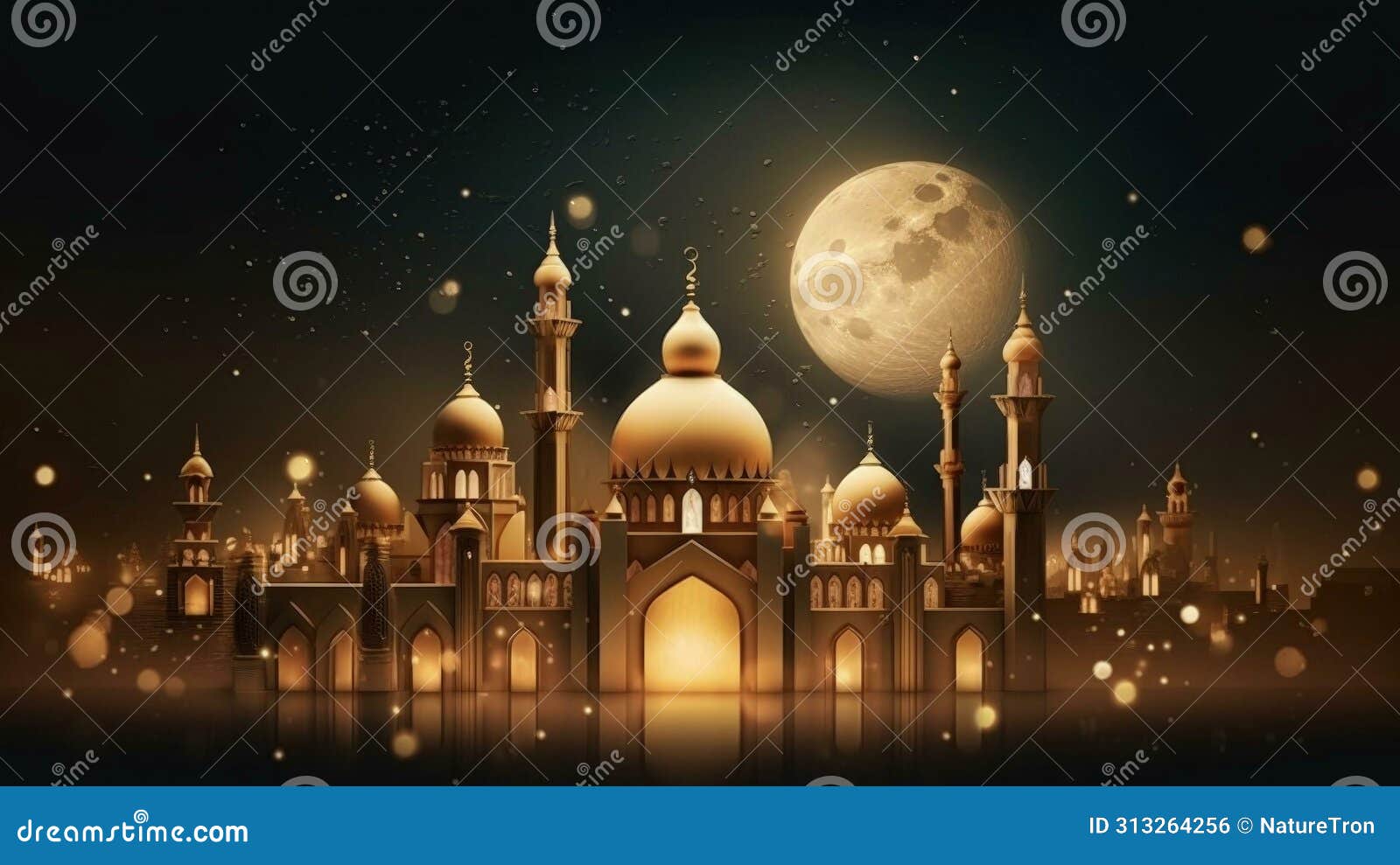 View of Mosque Mosque in Night Mosque at Night Stock Illustration ...
