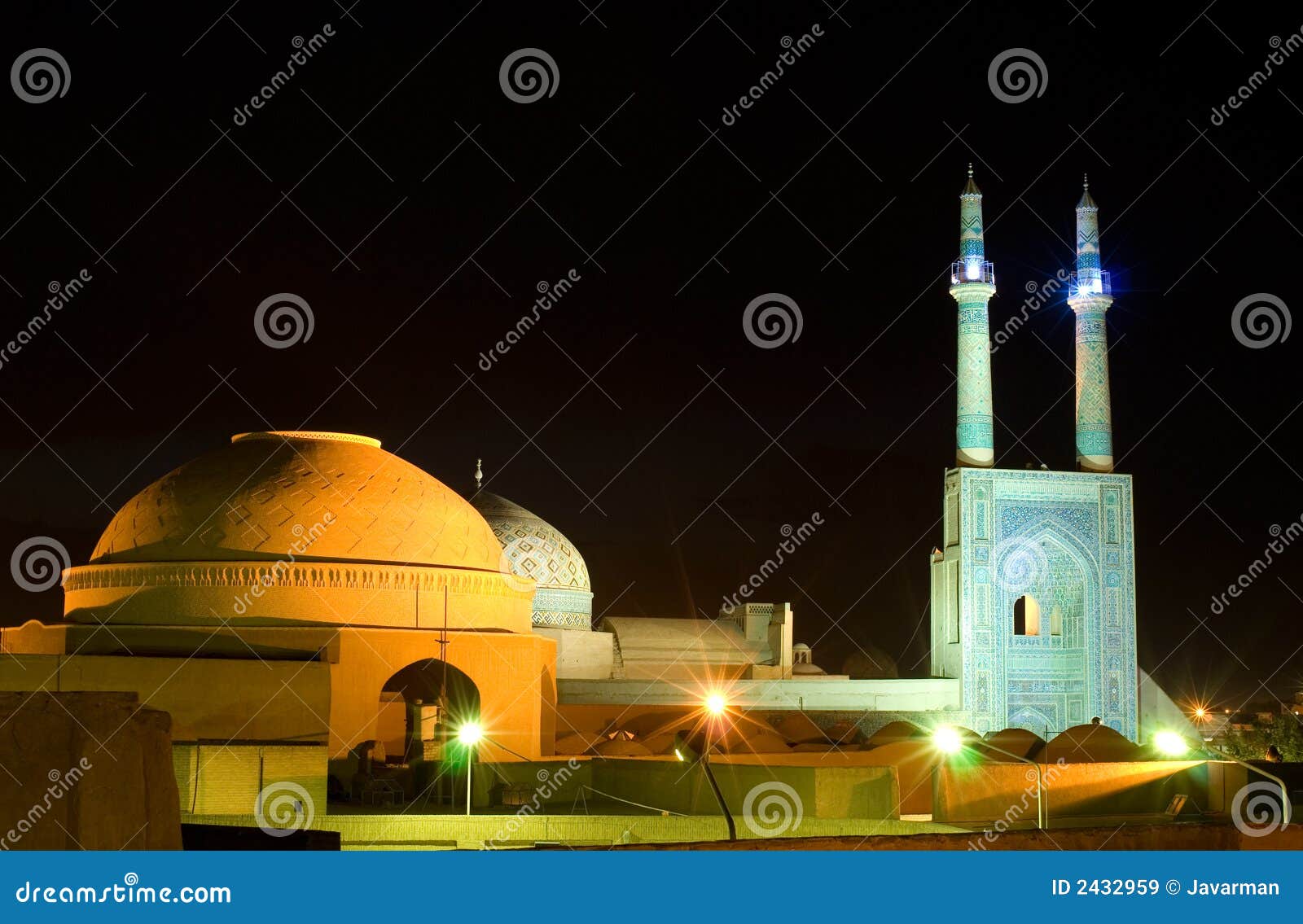 Mosque in Night Lights, Iran Stock Image - Image of islam, spirituality ...