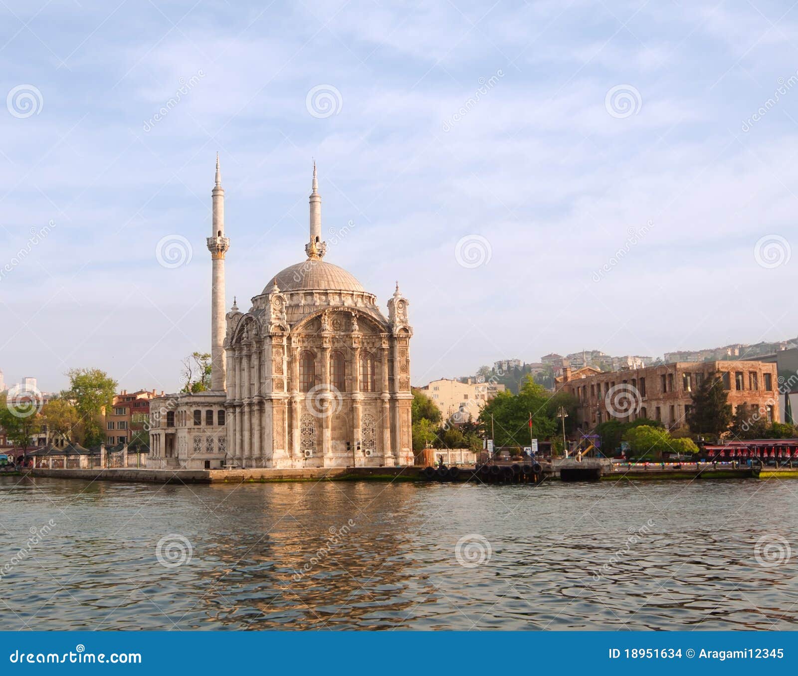 Mosque on the Pier in Istanbul Stock Photo - Image of middle, green ...
