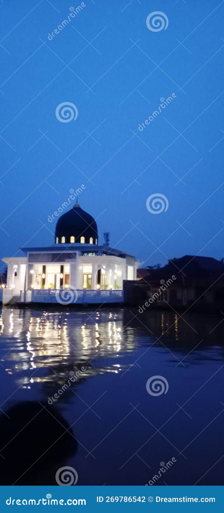 Mosque at the river stock photo. Image of reflection - 269786542