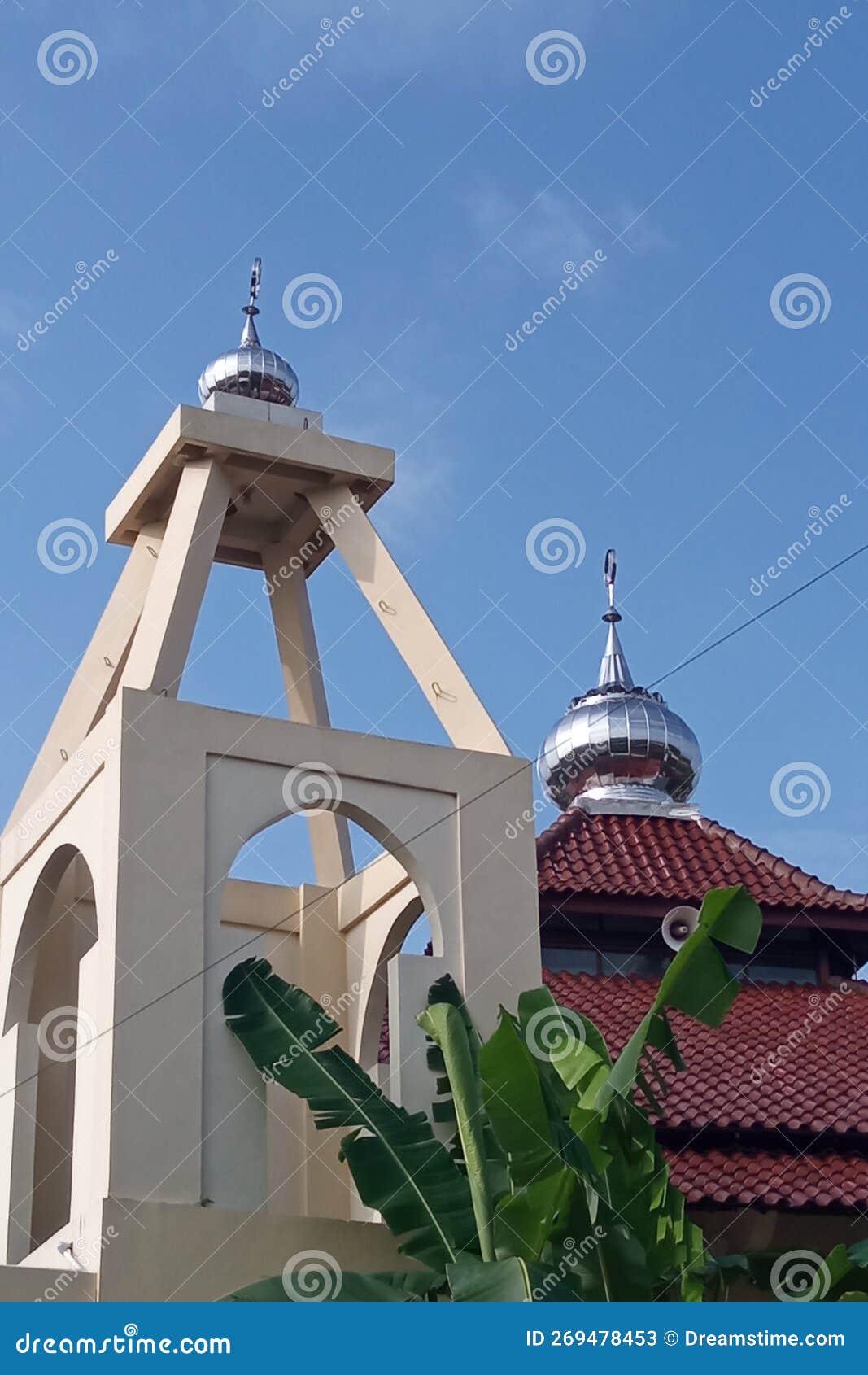 Mosque Roof and the Minaret beside Stock Image - Image of tower ...