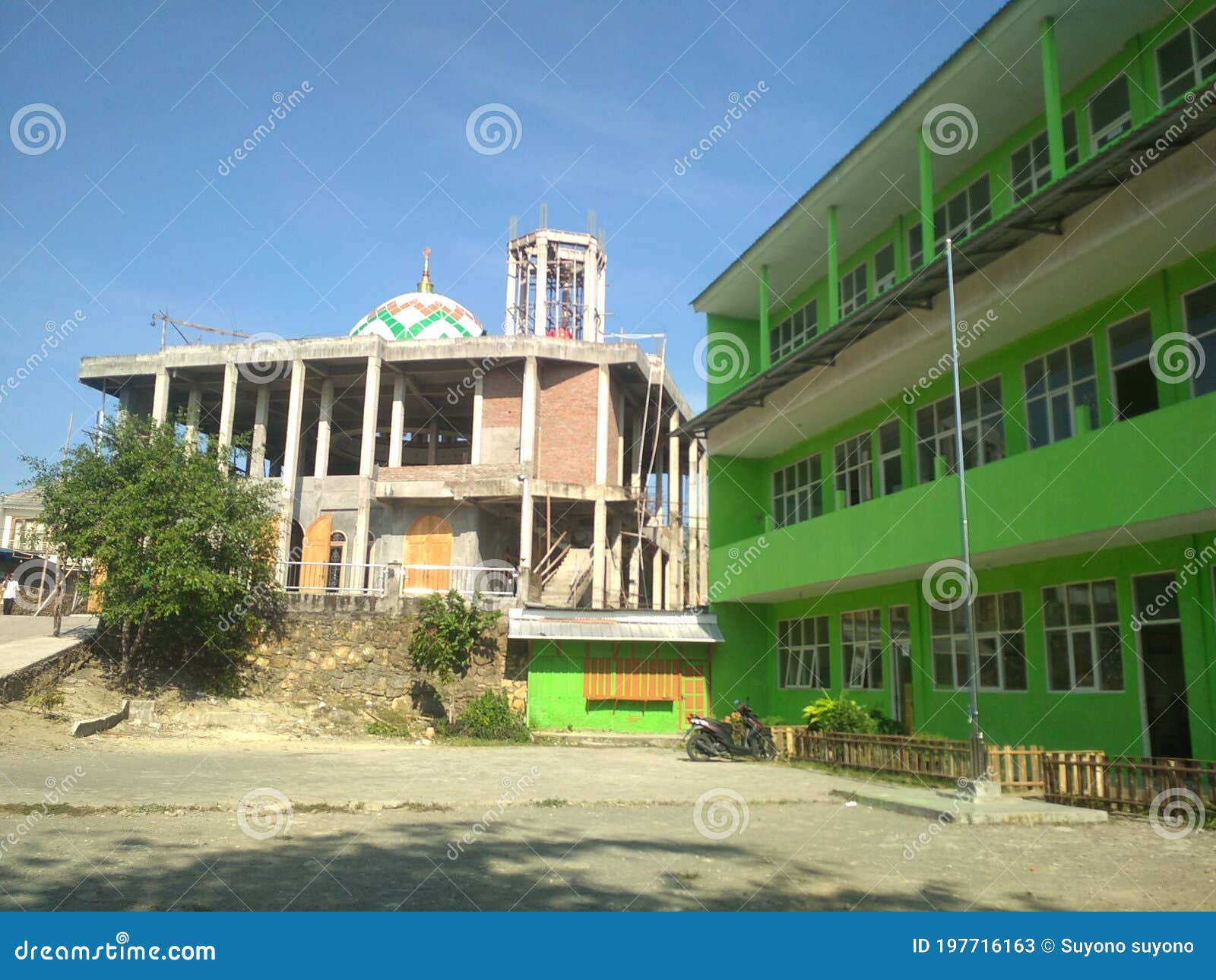 Mosque and schools stock image. Image of facade, apartment - 197716163