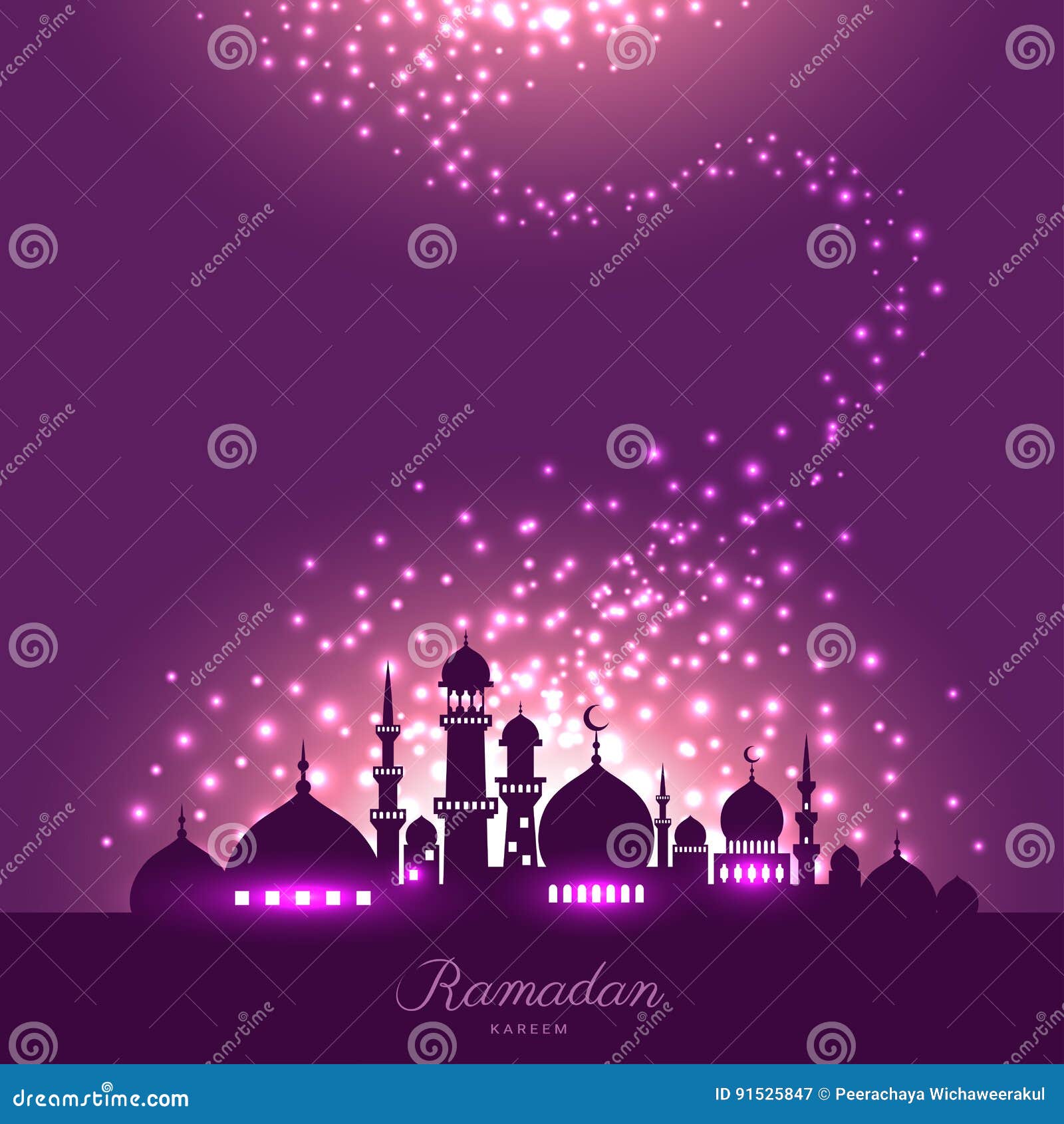 Mosque Silhouette in Night Sky and Magic Light for Ramadan of is Stock ...
