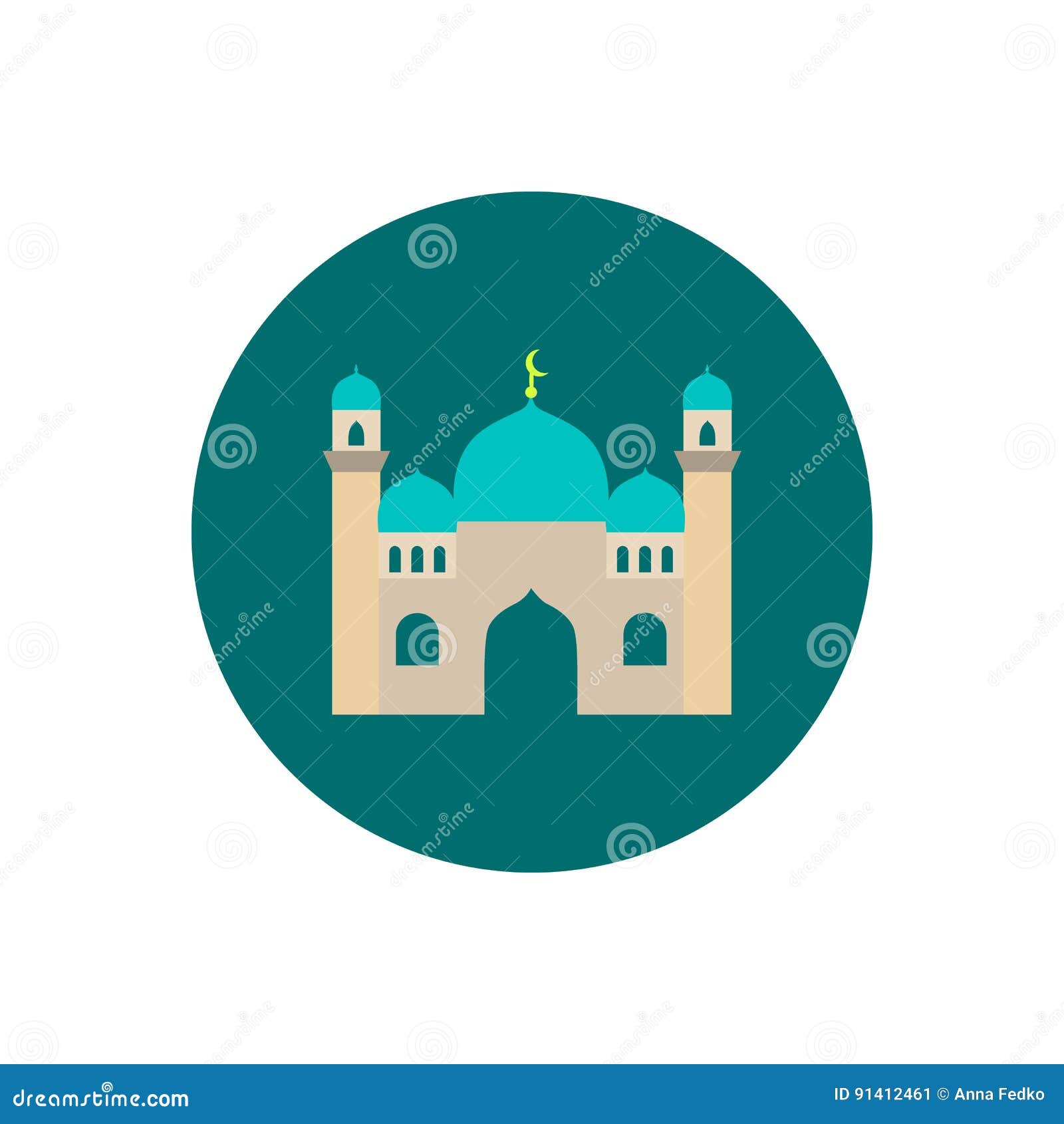 Mosque. Single Flat Icon on White Background. Vector Illustration Stock ...