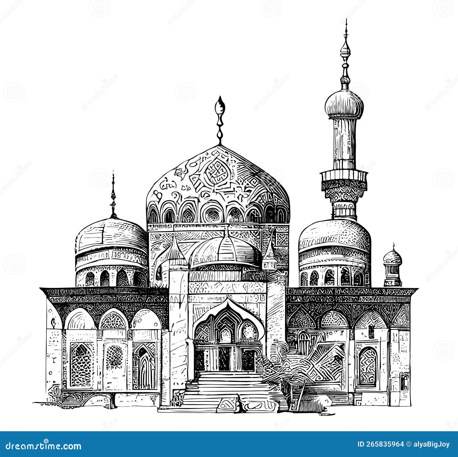 Mosque Sketch, Hand Drawn in Doodle Style Stock Vector - Illustration ...
