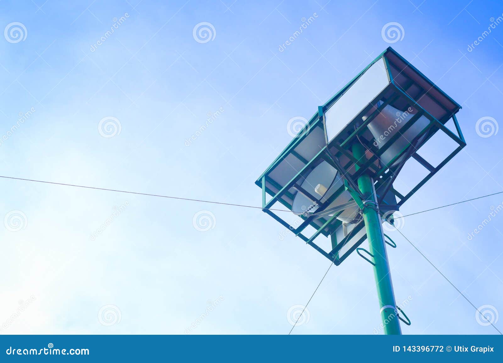 Mosque Speaker in Green Pole Stock Photo - Image of speaker ...