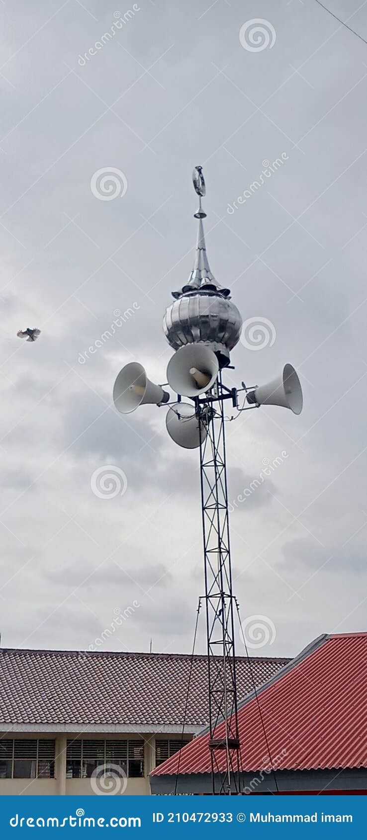 Mosque Speaker Tower with Cloudy Background Stock Image - Image of ...
