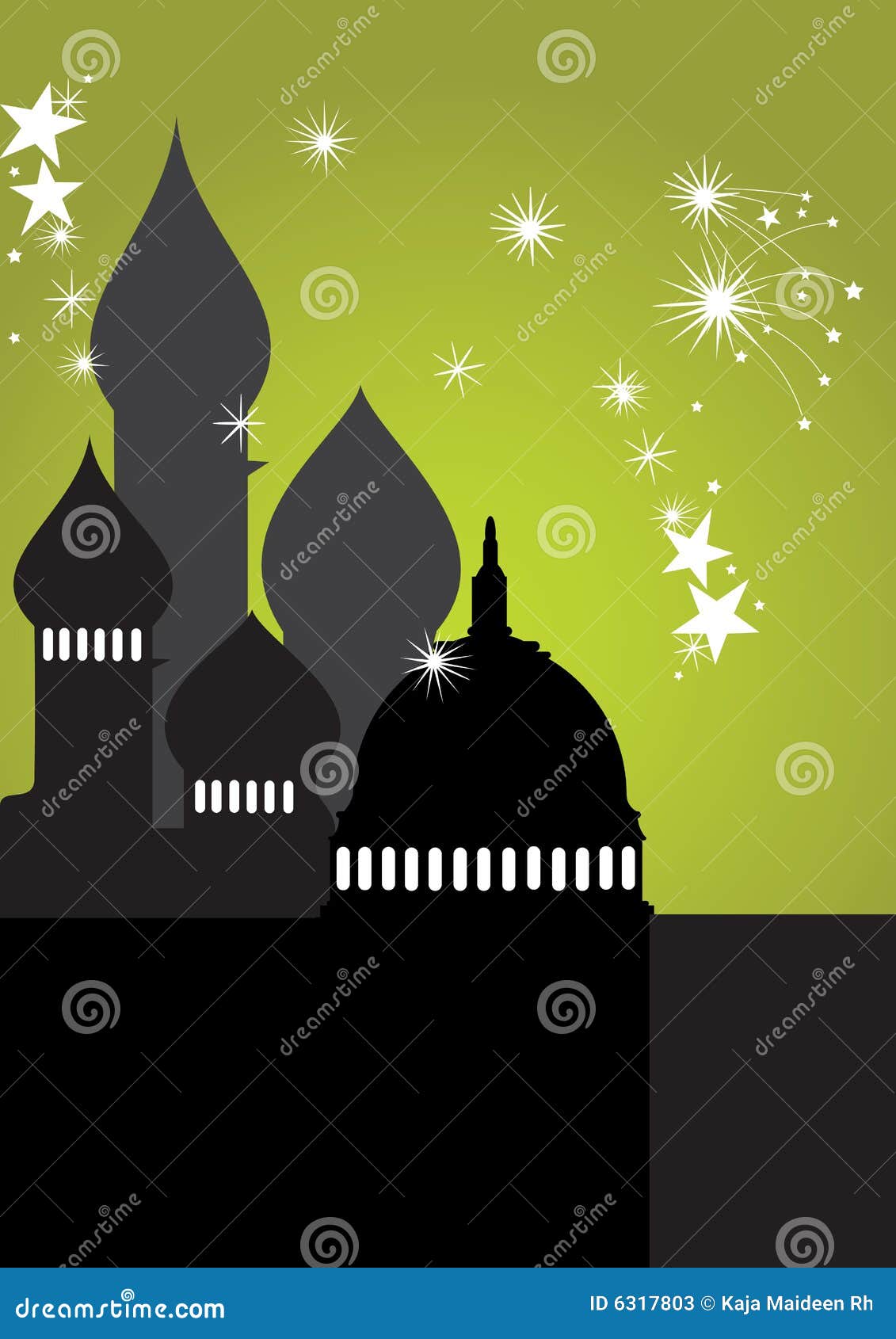 Mosque with stars - vector stock vector. Illustration of fasting - 6317803