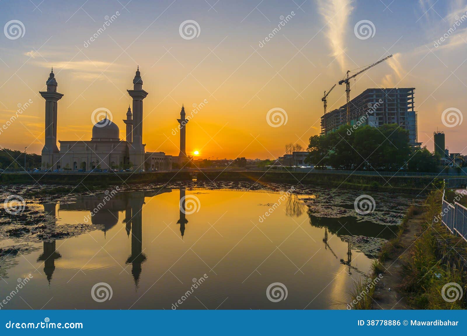 Mosque stock photo. Image of morning, blue, reflection - 38778886
