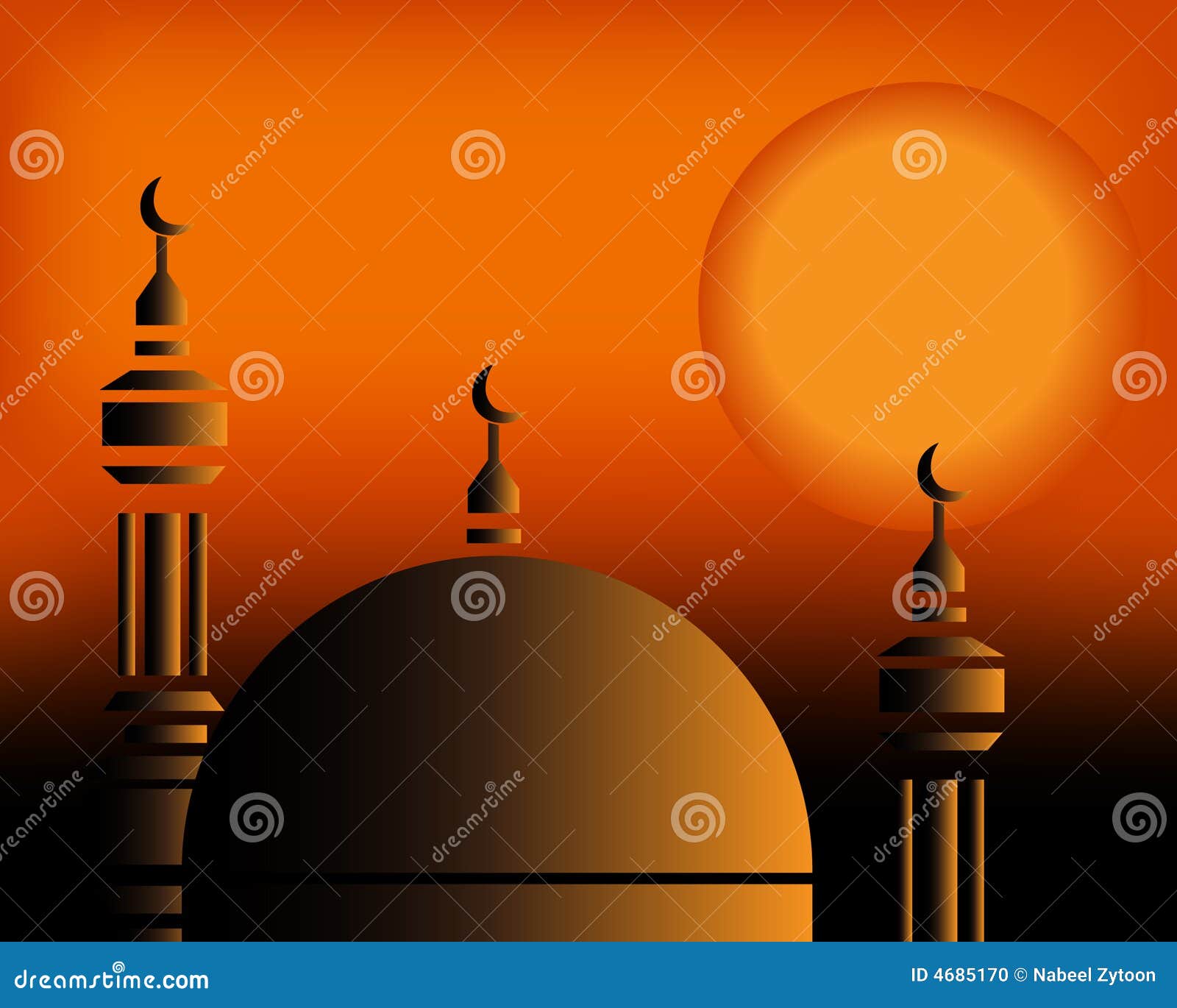 Mosque in the sunset 2 stock vector. Illustration of contour - 4685170