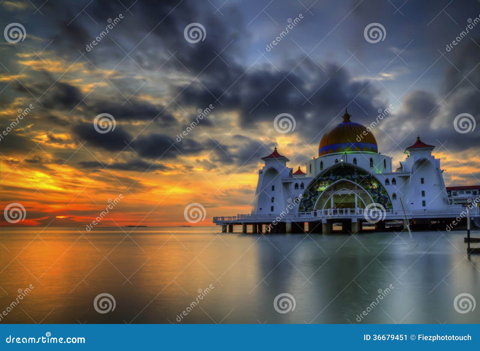 Mosque at Sunset View stock image. Image of beach, seaside - 36679451