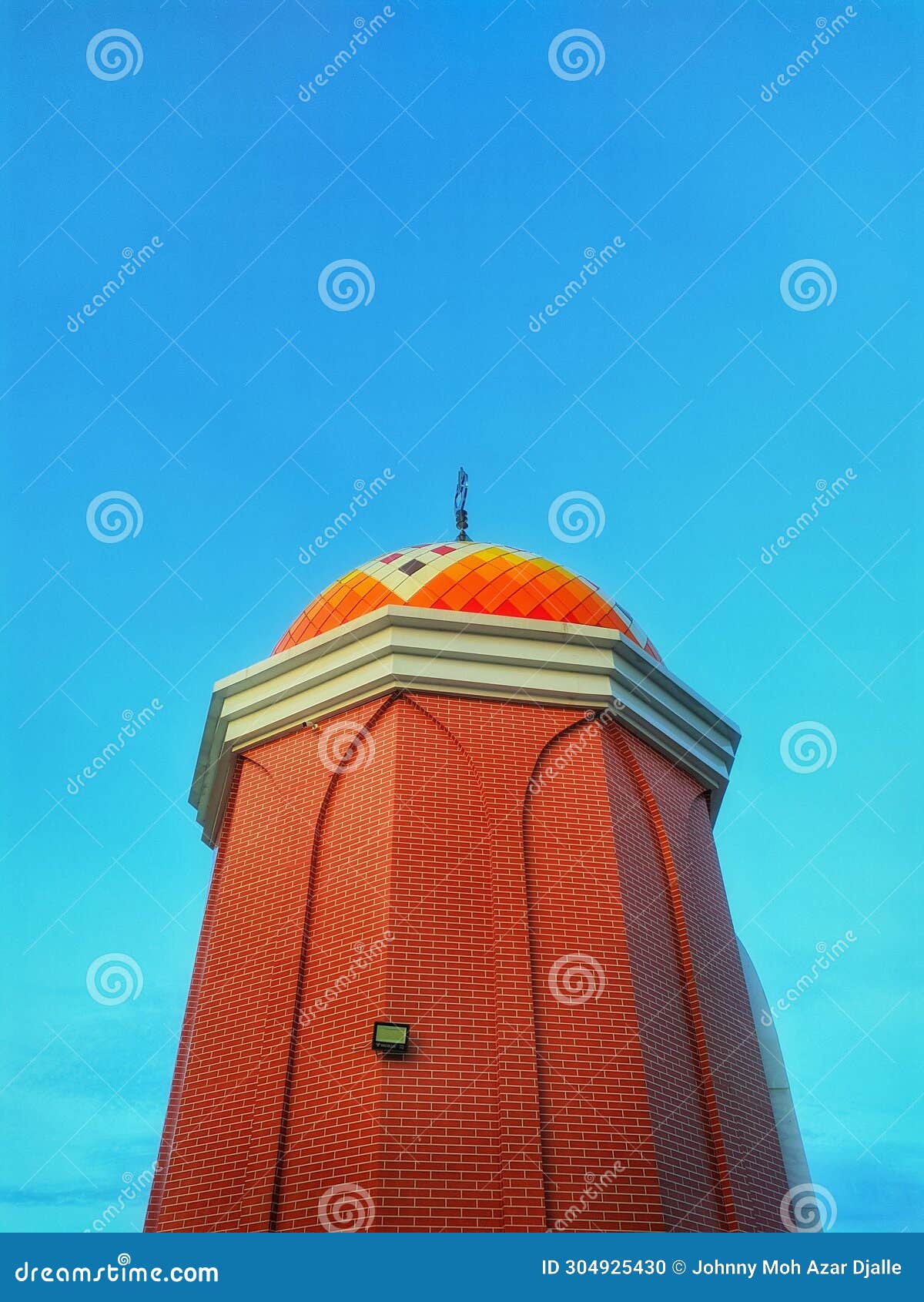 Mosque Tower and Blue Sky Background Stock Photo - Image of culture ...