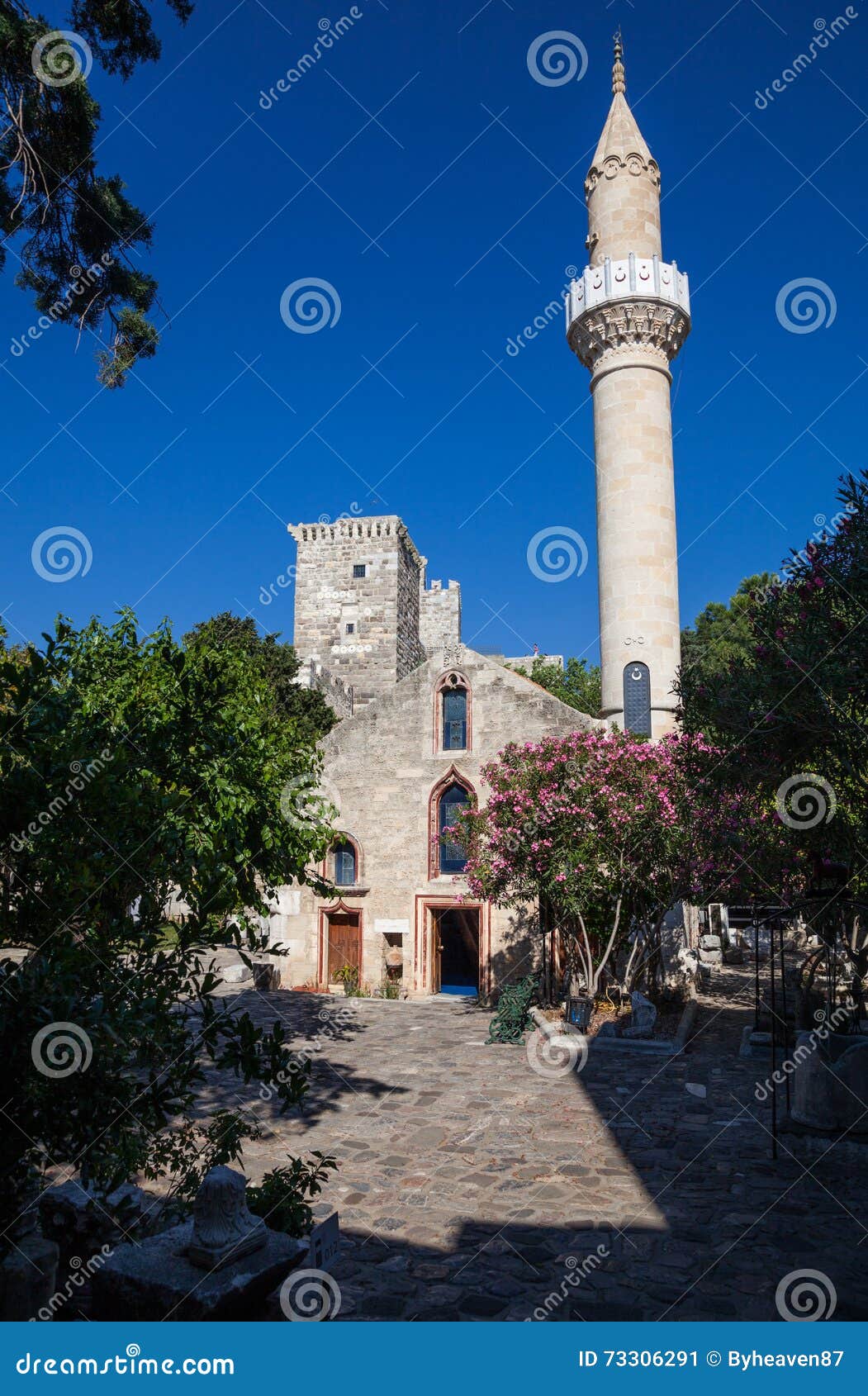 Mosque with Tower at Bodrum Stock Image - Image of architecture, islam ...