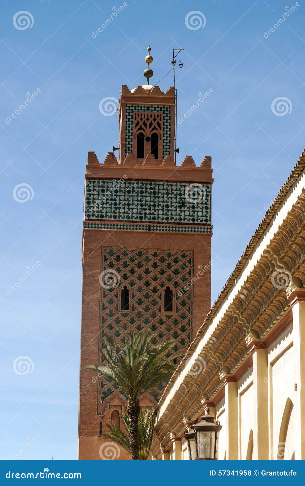 Mosque tower in Marrakech editorial stock photo. Image of landmark ...