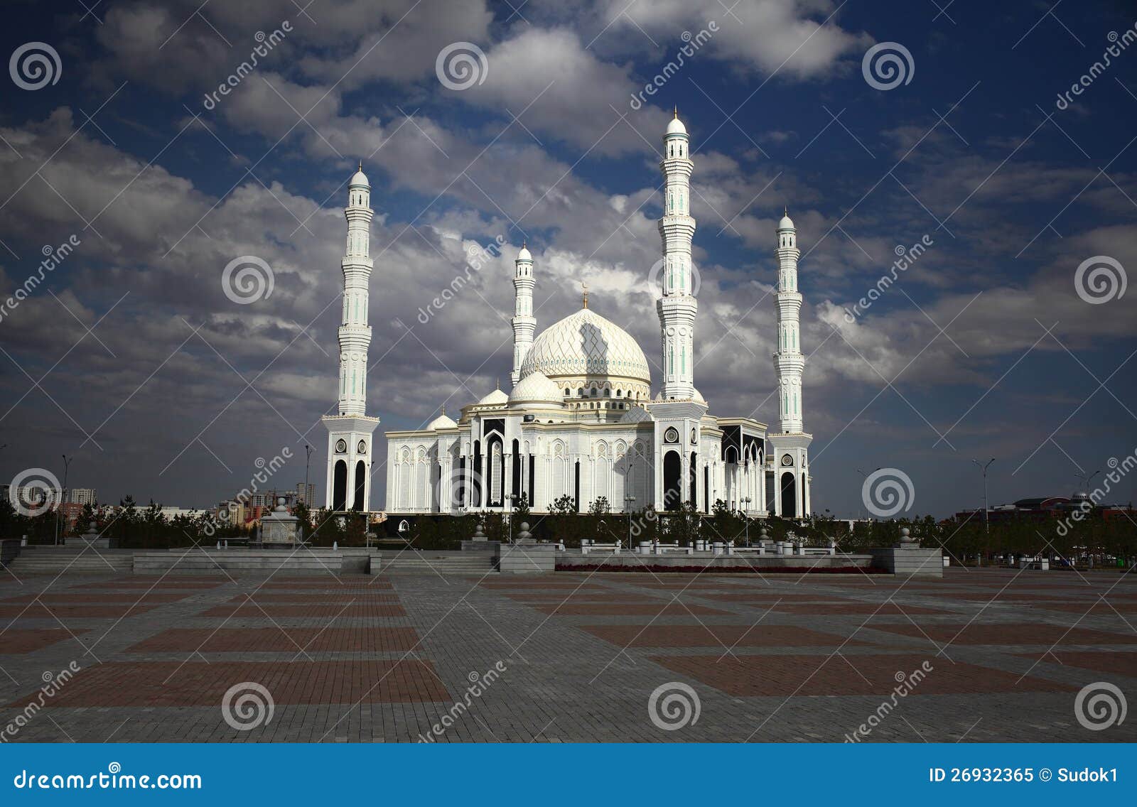 Mosque Under Dark Clouds. Kazakhstan Stock Image - Image of ...