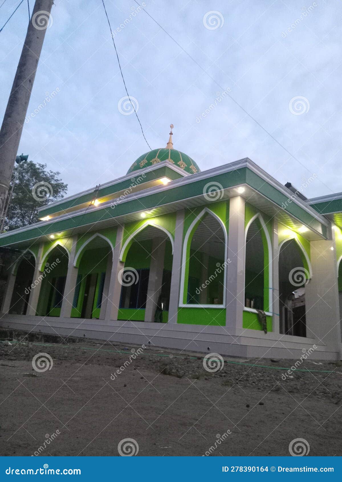A mosque in a village stock photo. Image of time, mosque - 278390164