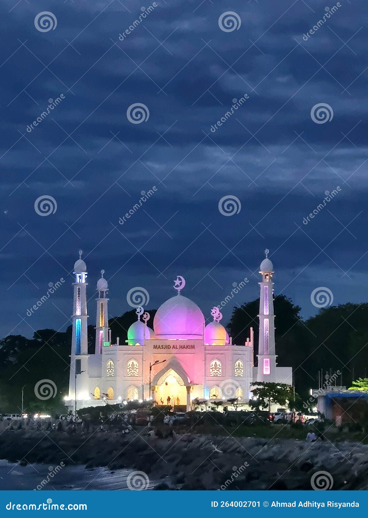 Mosque with Beautiful Light on the Beach Stock Image - Image of light ...