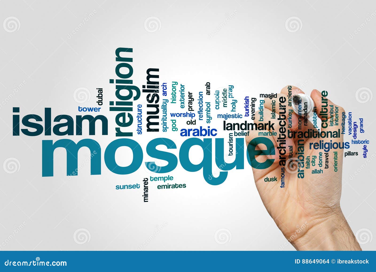 Mosque word cloud stock photo. Image of sunset, ramadan - 88649064
