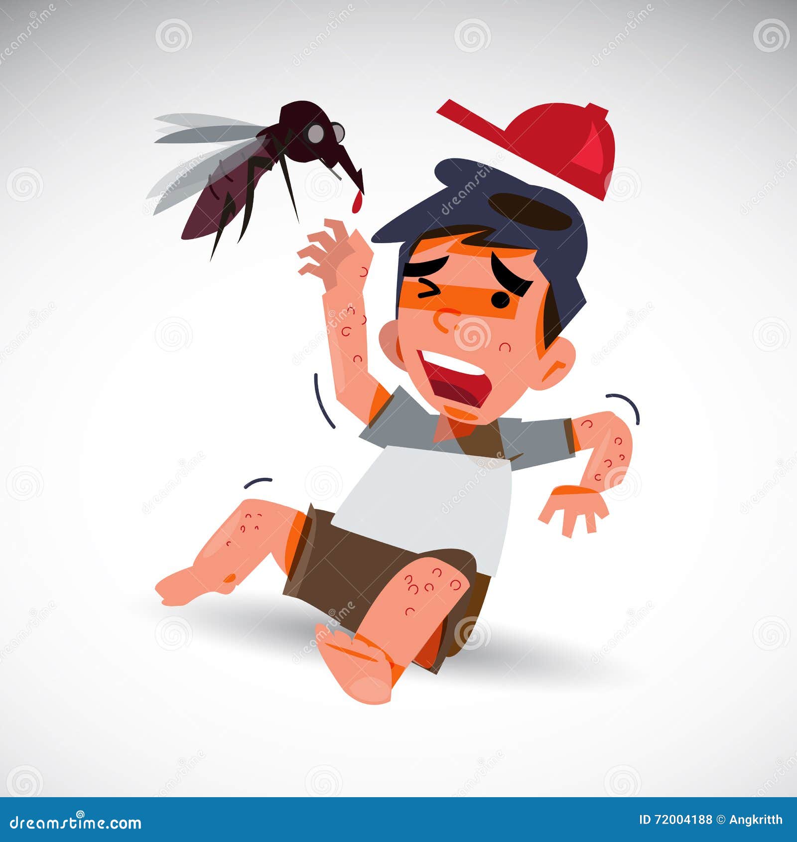 Mosquito And Afraid Boy With Dengue Effect . Fever Concept Royalty-Free ...