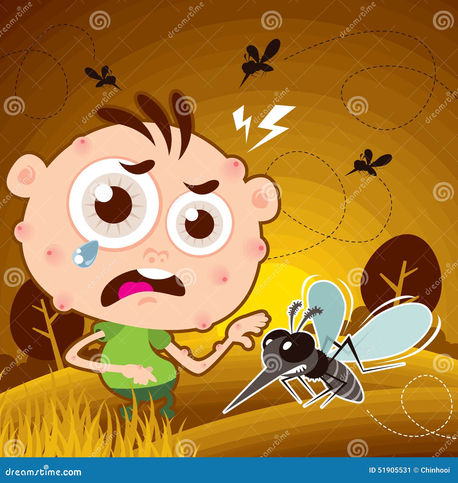 Mosquito bite at garden stock vector. Illustration of graphic - 51905531