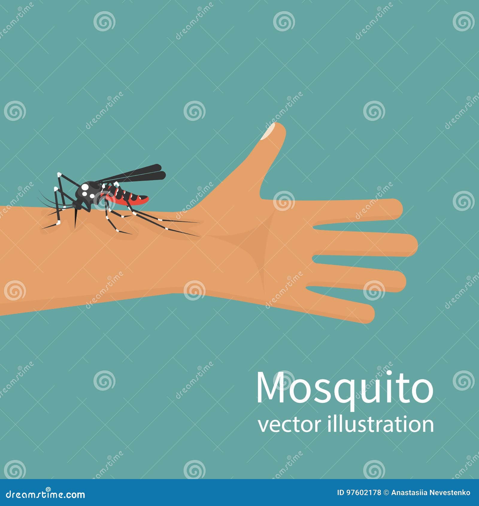 Mosquito Bite On Skin Hand Human Stock Vector Illustration Of Parasite Dengue 97602178