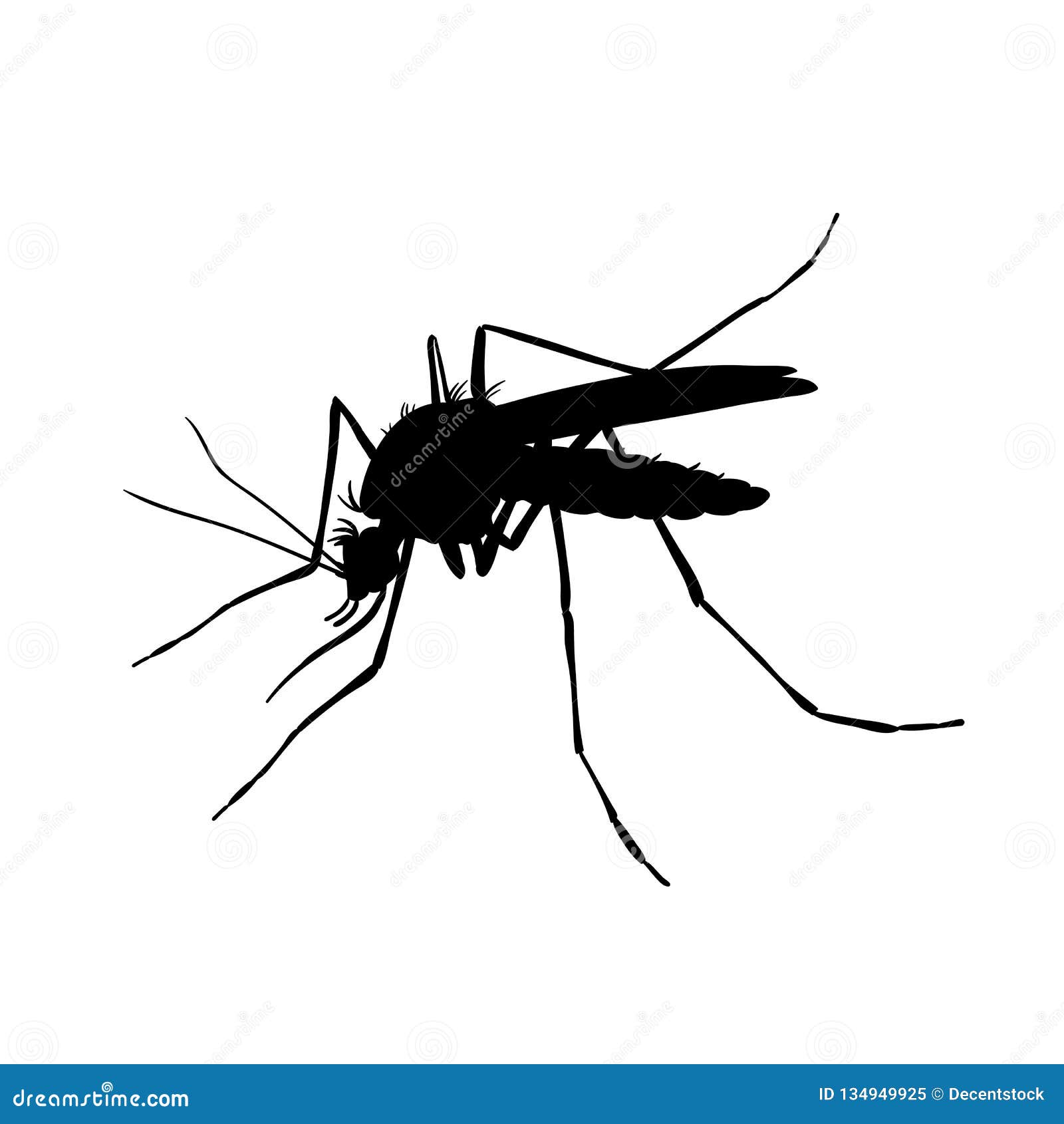 Mosquito Black Silhouette. Insecticide Or Insect Icon. Cartoon Vector ...
