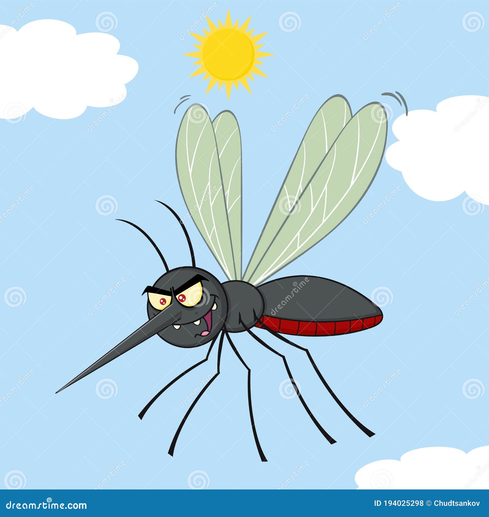Mosquito Cartoon Character Flying Stock Vector - Illustration of ...