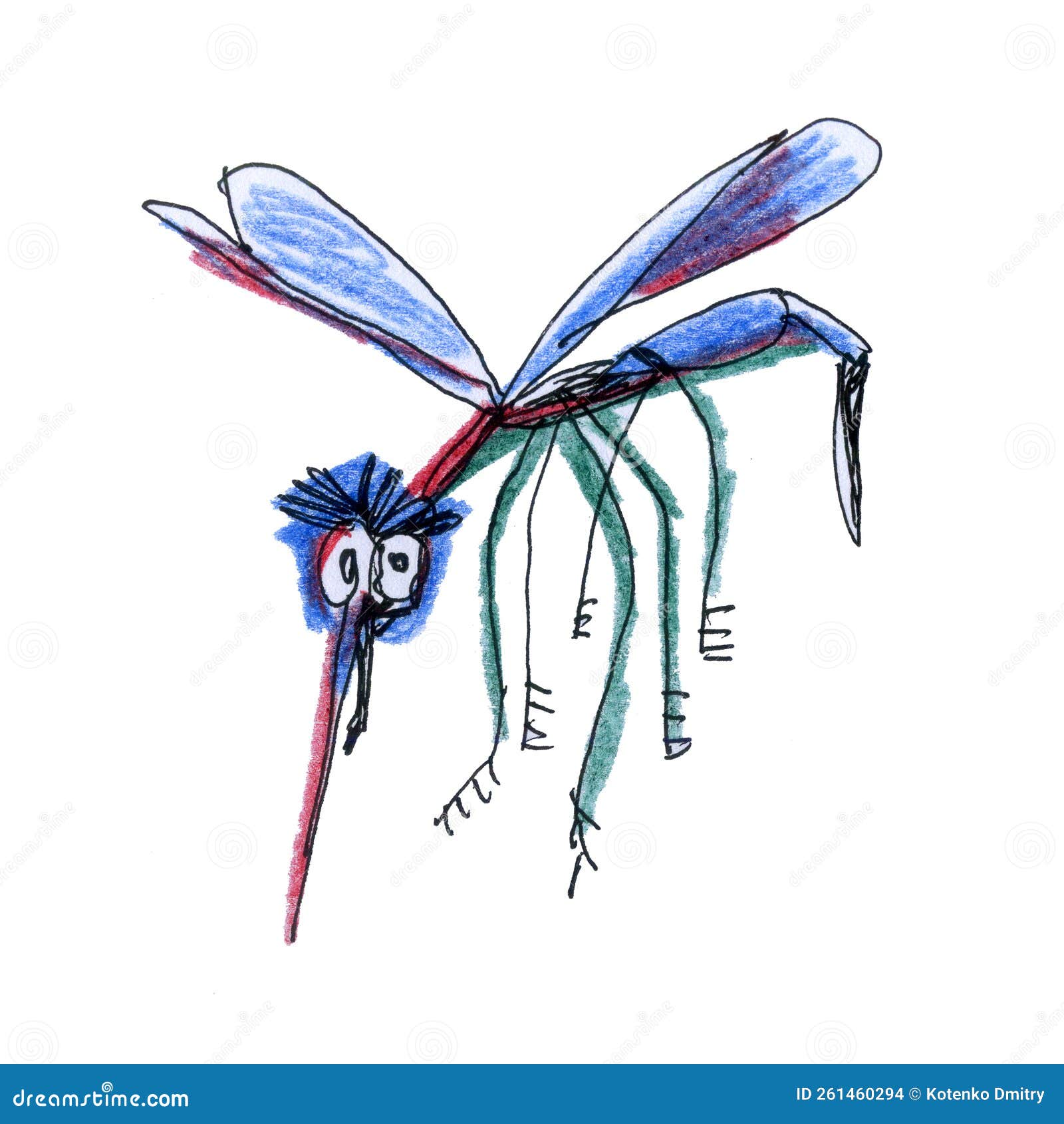 Mosquito Character with Cartoon Style. a Thin Insect with Wings and a ...