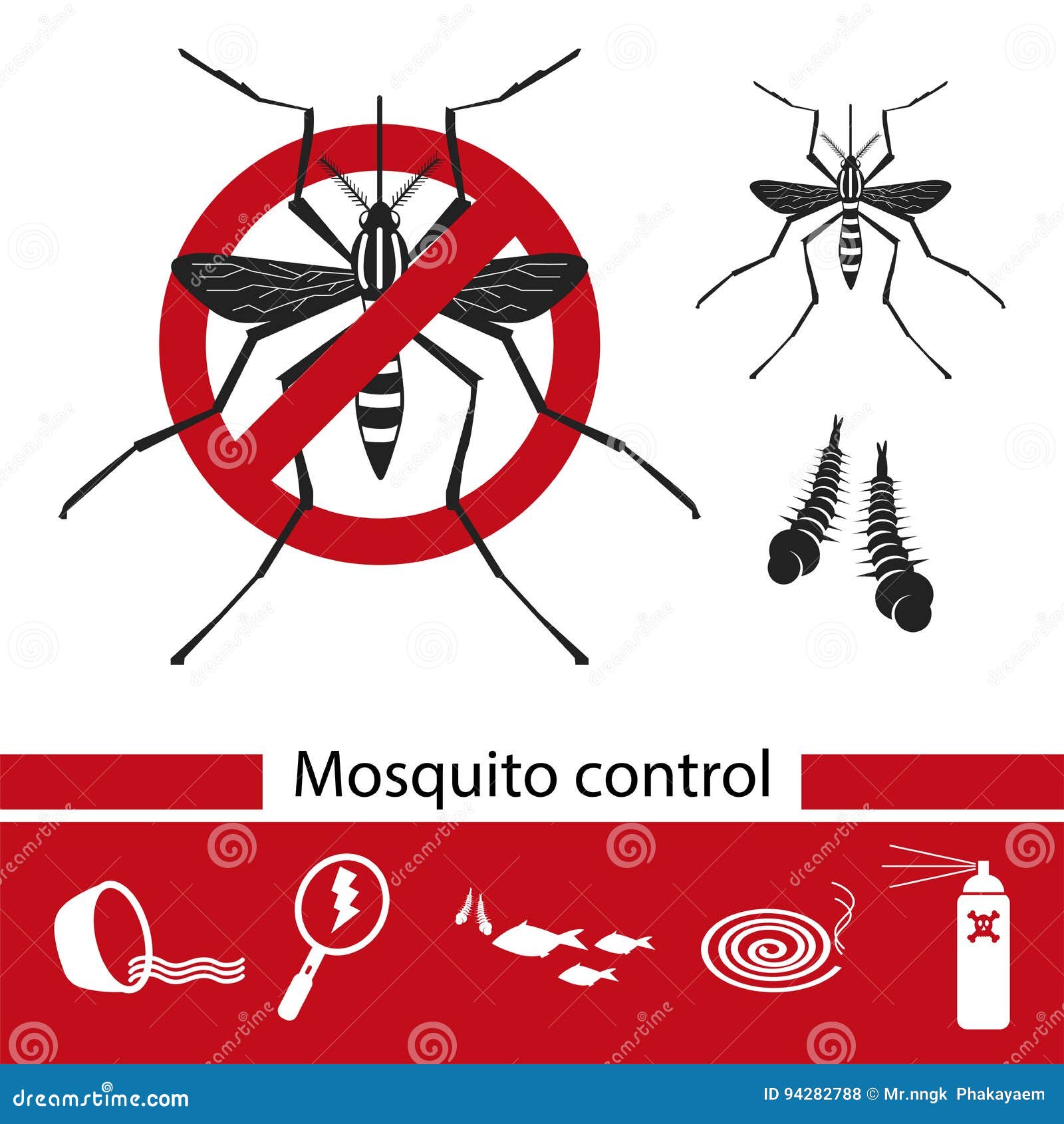 Mosquito Control Tools Icons Set, Vector Illustration. Stock Vector ...
