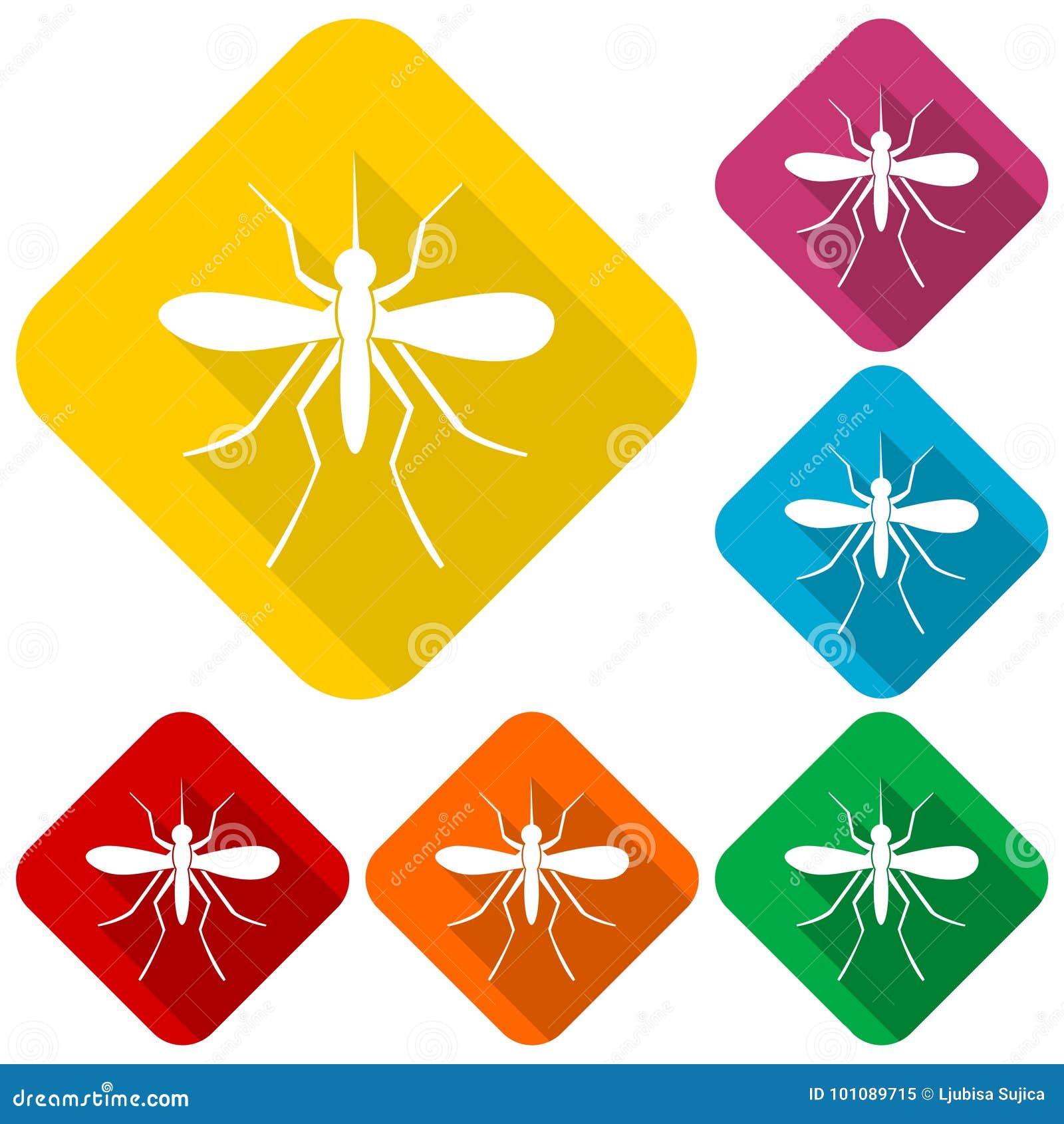 Mosquito Icons Set with Long Shadow Stock Vector - Illustration of bite ...