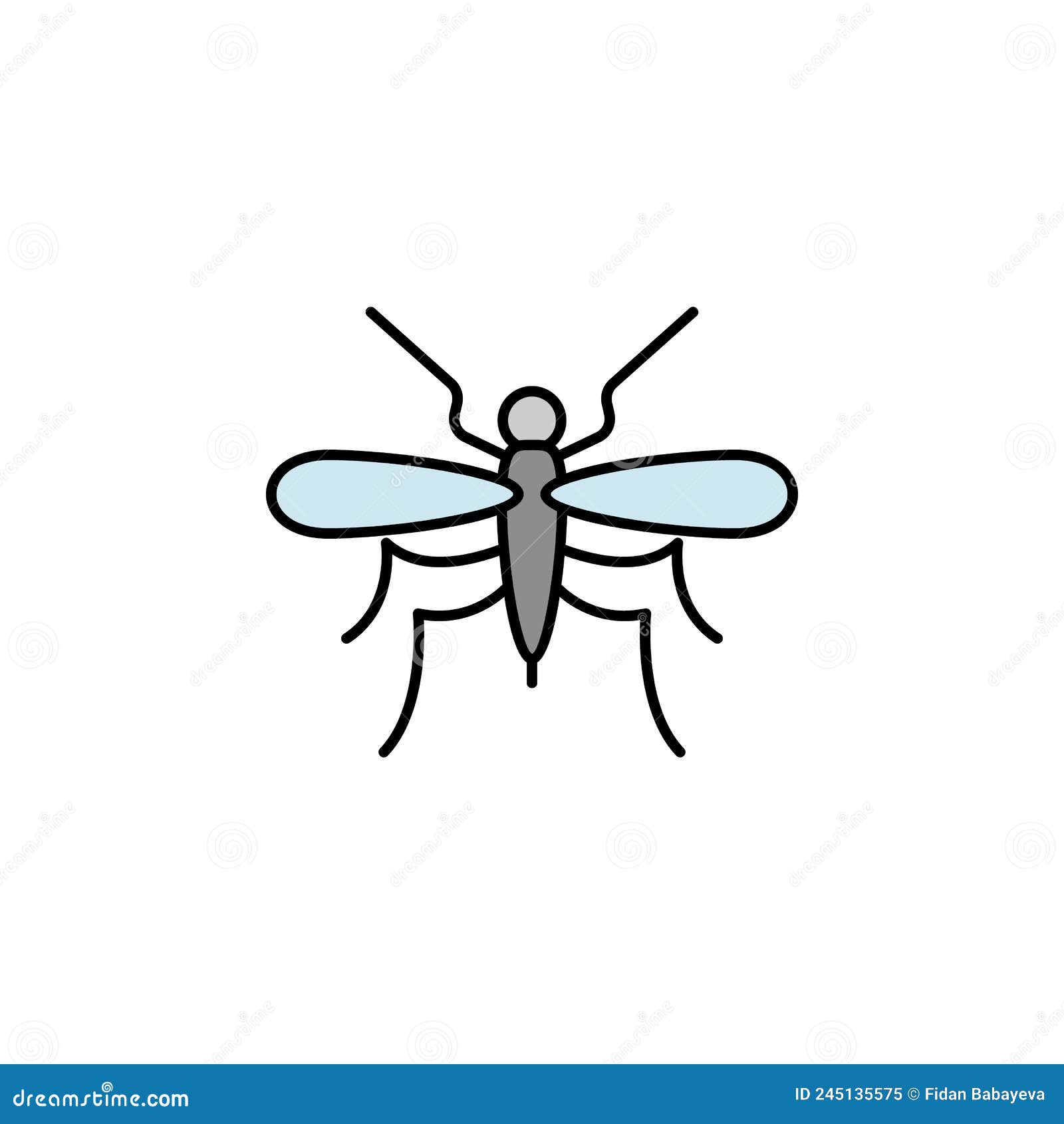 Mosquito Line And Solid Icon, Insects Concept, Gnat And Pest Sign On ...