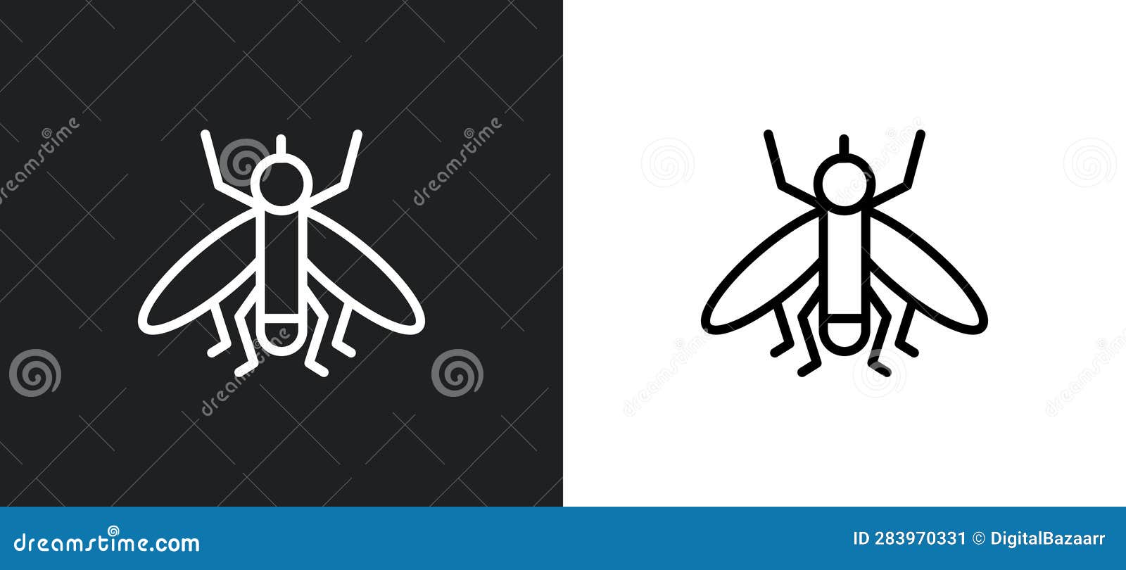 Mosquito Outline Icon in White and Black Colors. Mosquito Flat Vector ...
