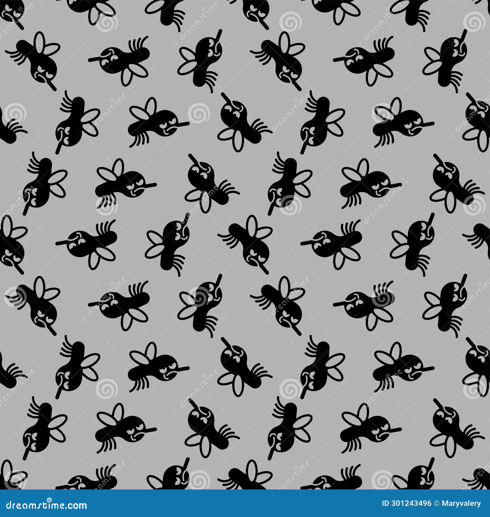 Mosquito Pattern Seamless. Gnat Background. Small Insect With Wings ...