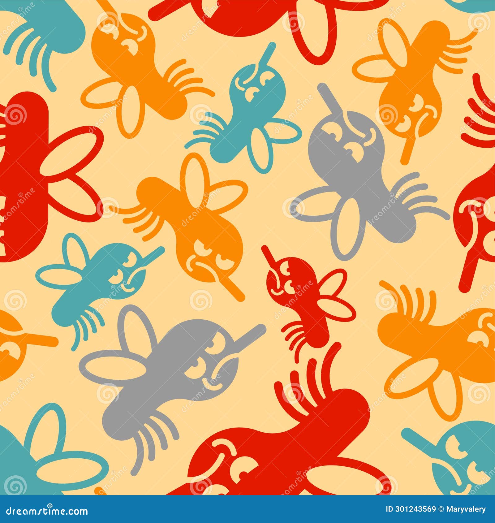 Mosquito Pattern Seamless. Gnat Background. Small Insect With Wings ...