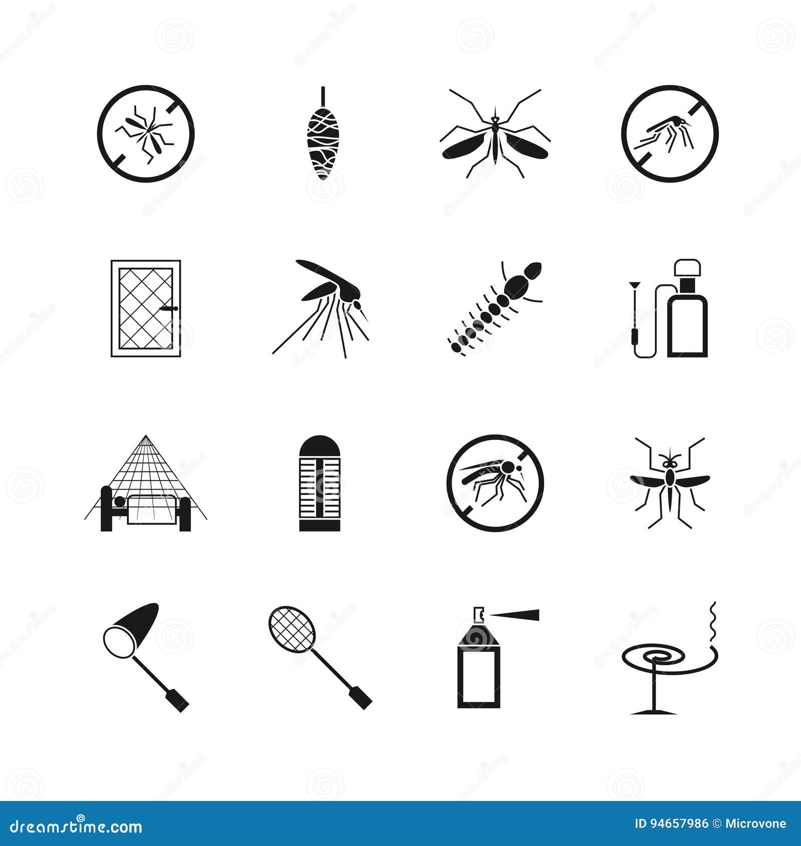 Mosquito Prevent and Control Vector Icons Stock Vector - Illustration ...