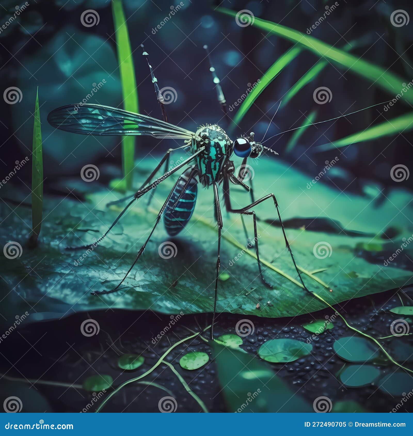 Mosquito at Rainforest. Generative AI Stock Illustration - Illustration ...