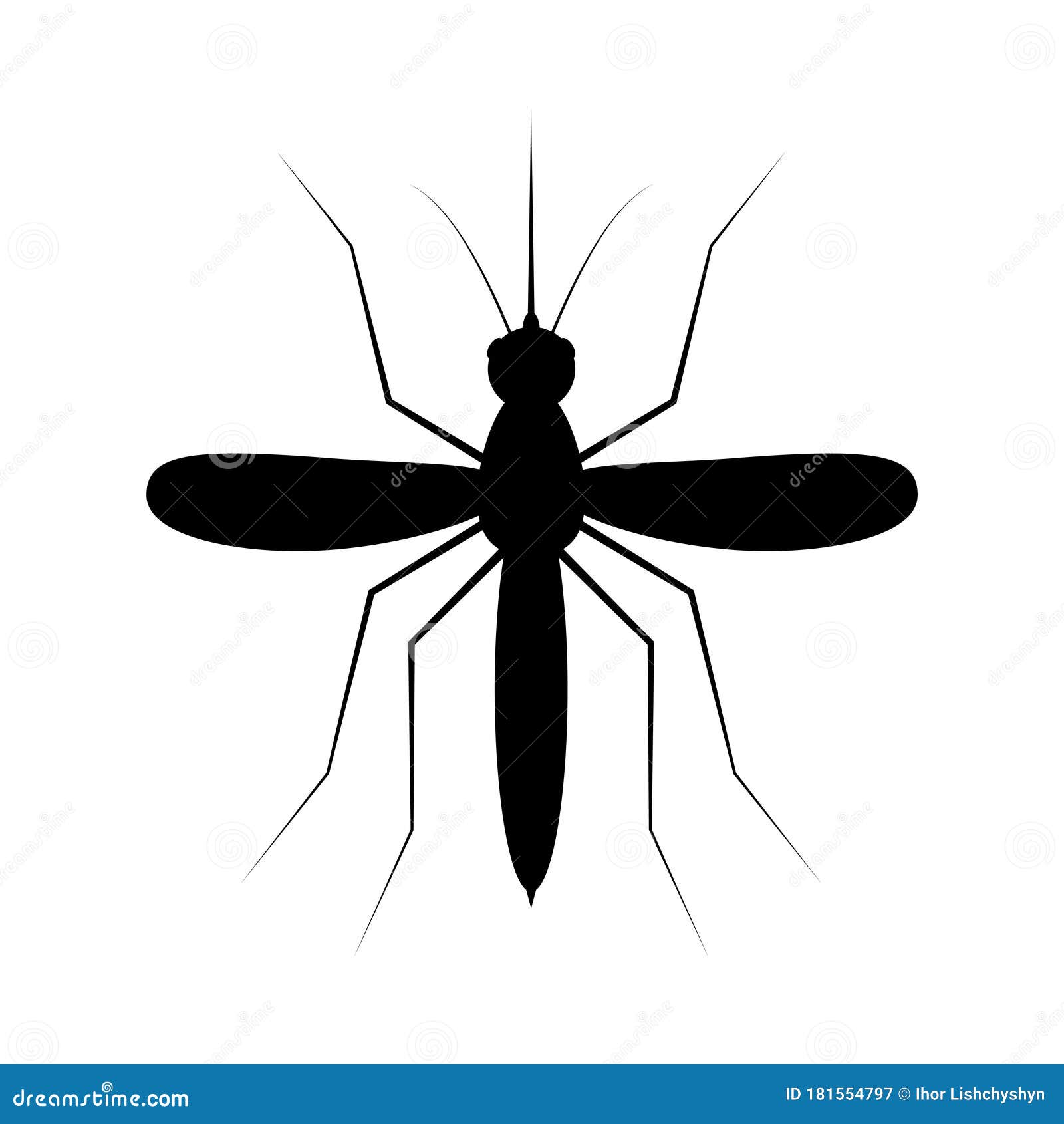 Mosquito Silhouette on White Background. Isolated Vector Insect Symbol ...