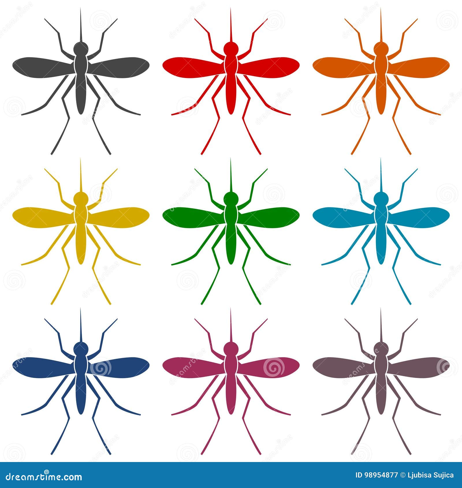 Mosquito simple icons set stock vector. Illustration of infectious ...