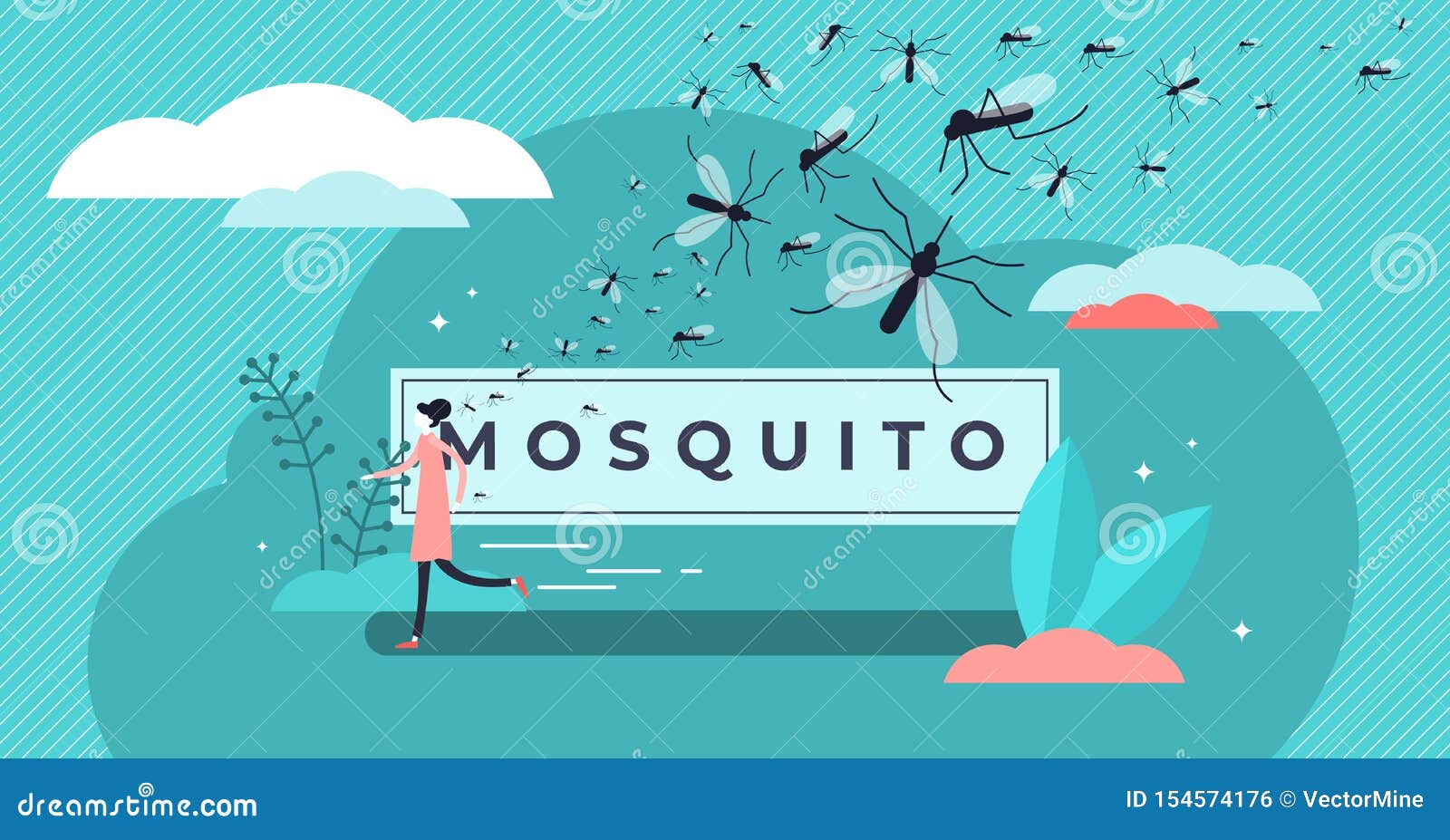 Mosquito Vector Illustration. Tiny Insects Bite Prevention Persons ...