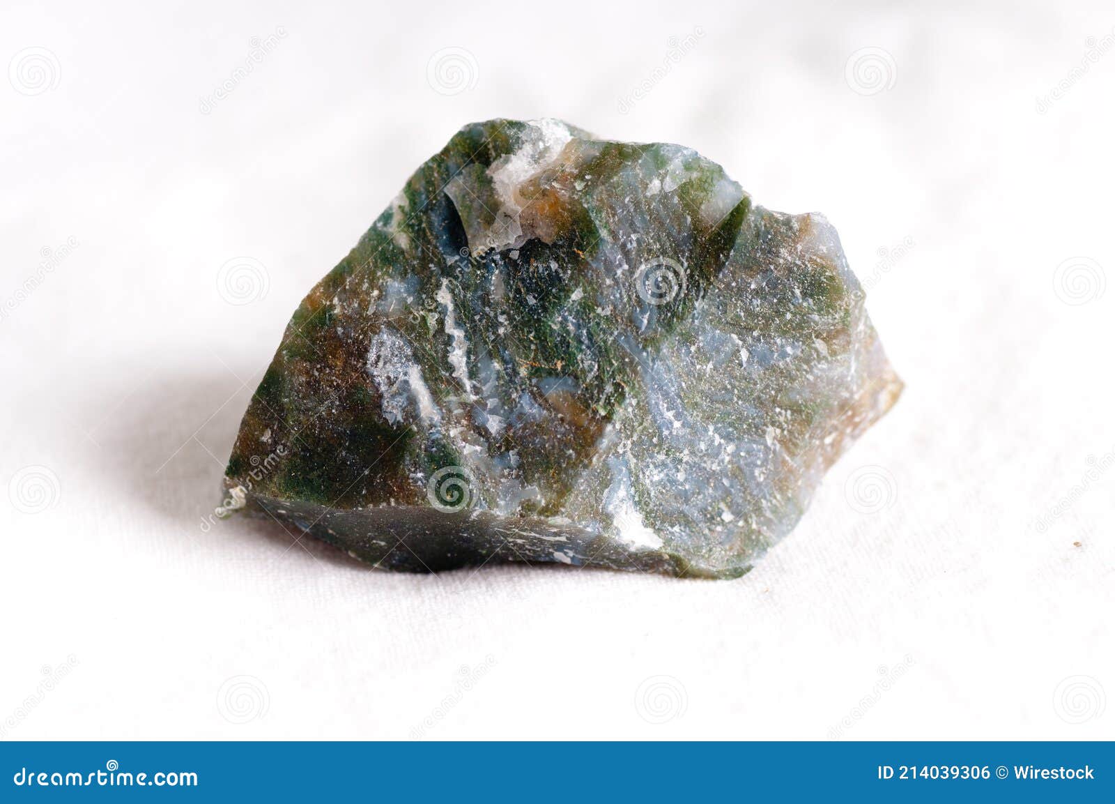 Moss agate uncut crystal stock photo. Image of mined - 214039306