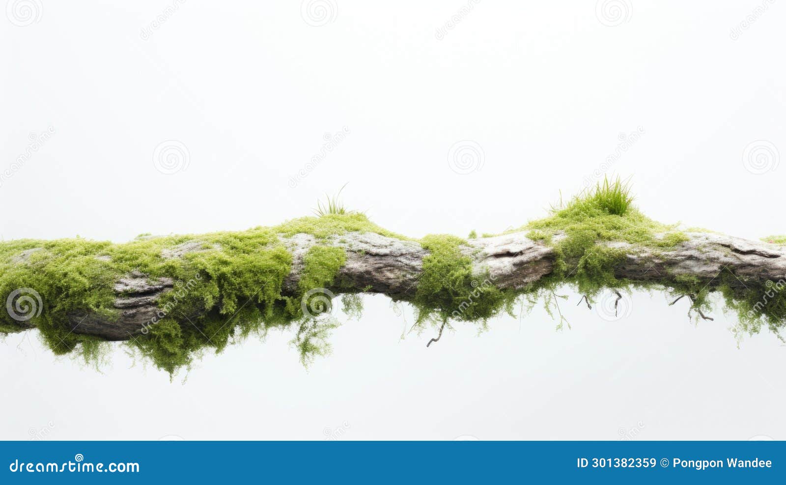 Moss Covered Branch Isolated White Background Texture Greenery Stock ...