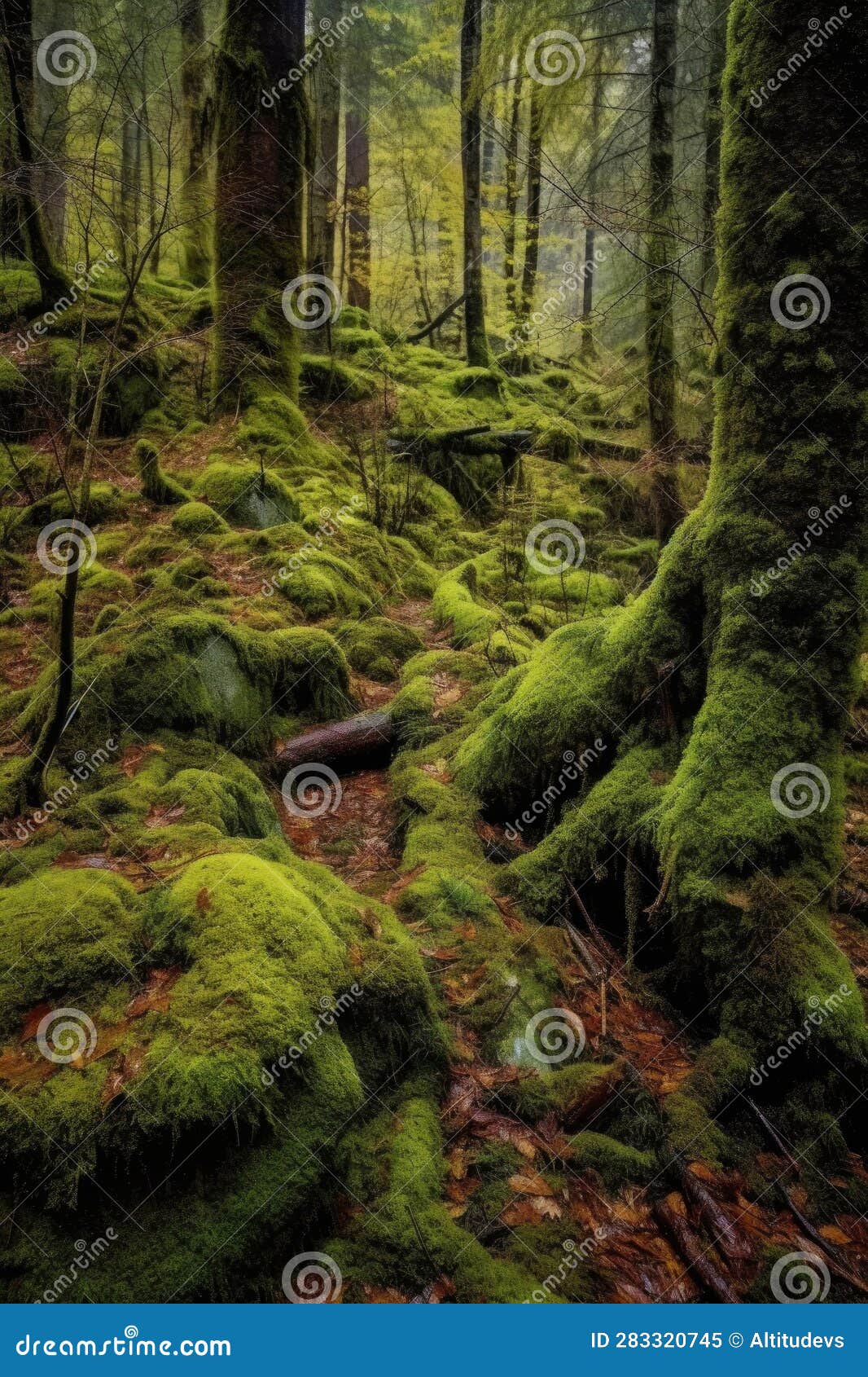 Moss-covered Forest Floor with Rich Textures Stock Illustration ...