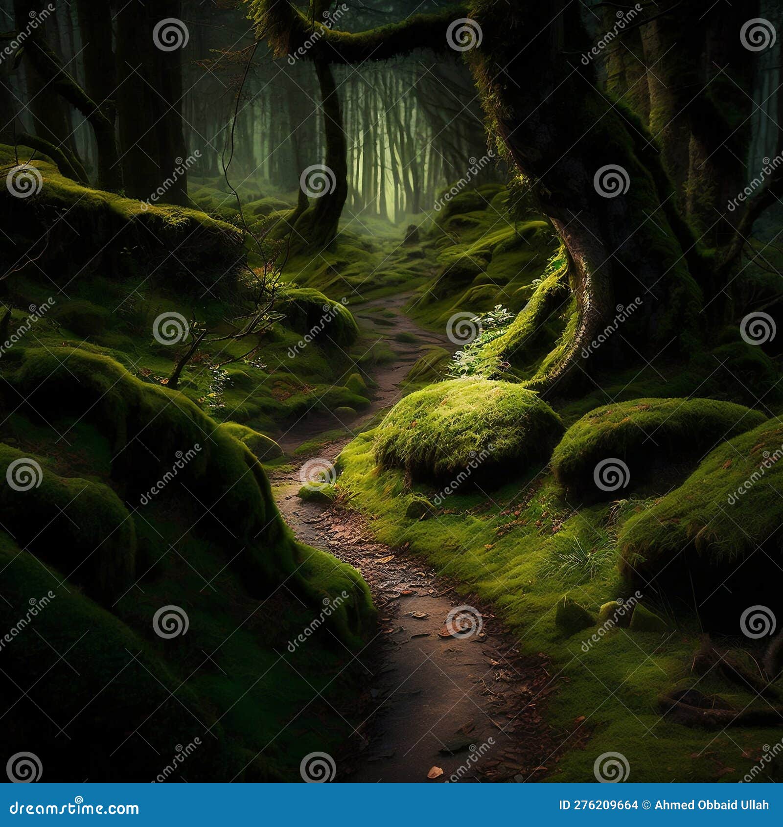 A Moss-covered Path in the Verdant Forest Leads the Way, Generative Ai ...