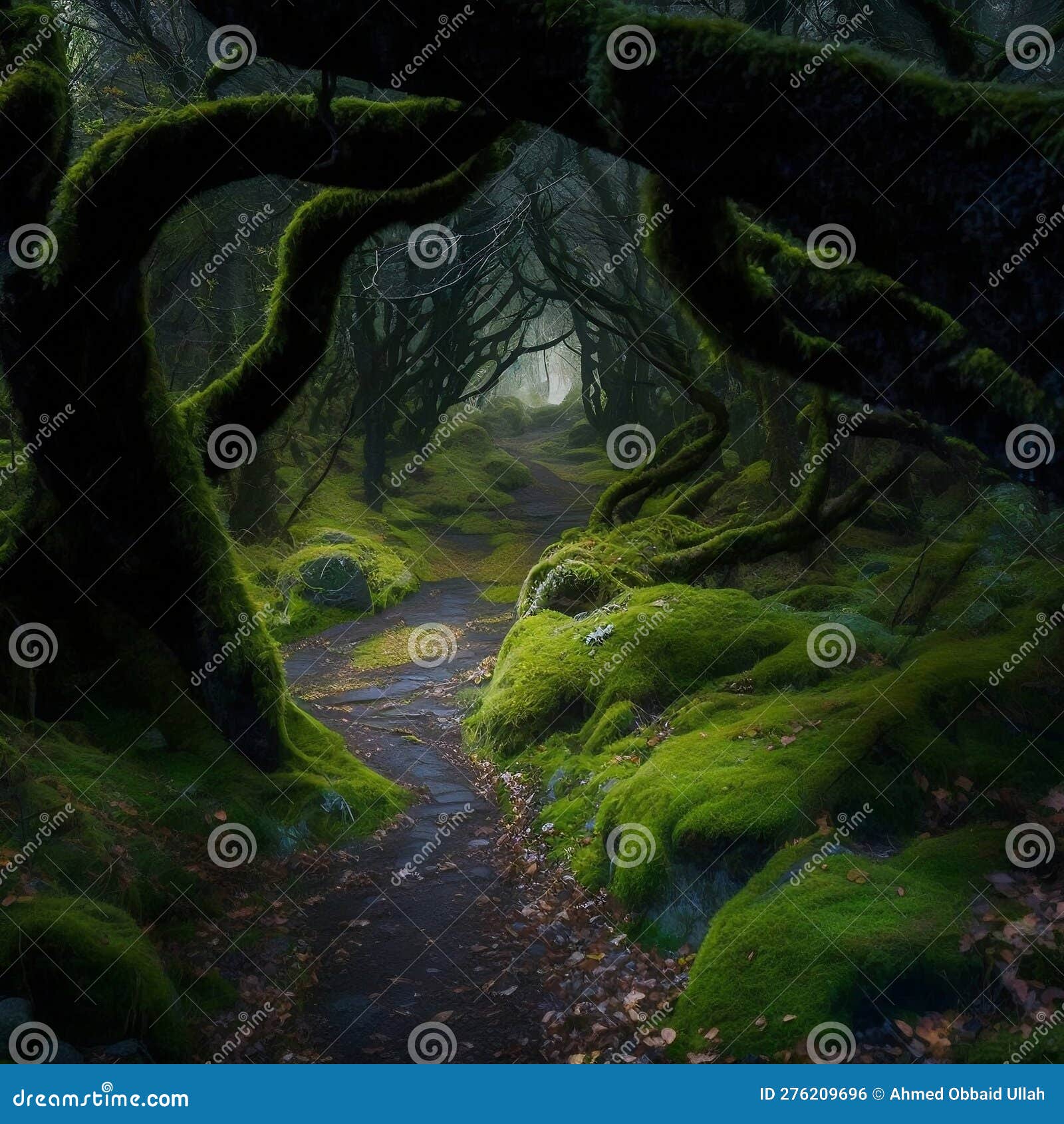 A Moss-covered Path in the Verdant Forest Leads the Way, Generative Ai ...
