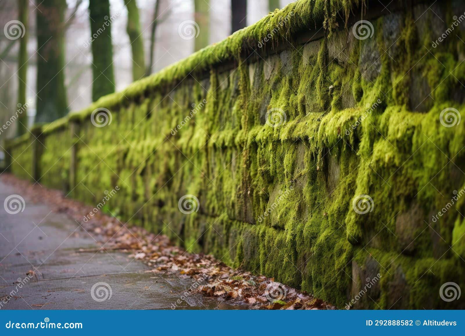 Moss-covered Stone Wall in an Urban Setting Stock Photo - Image of ...