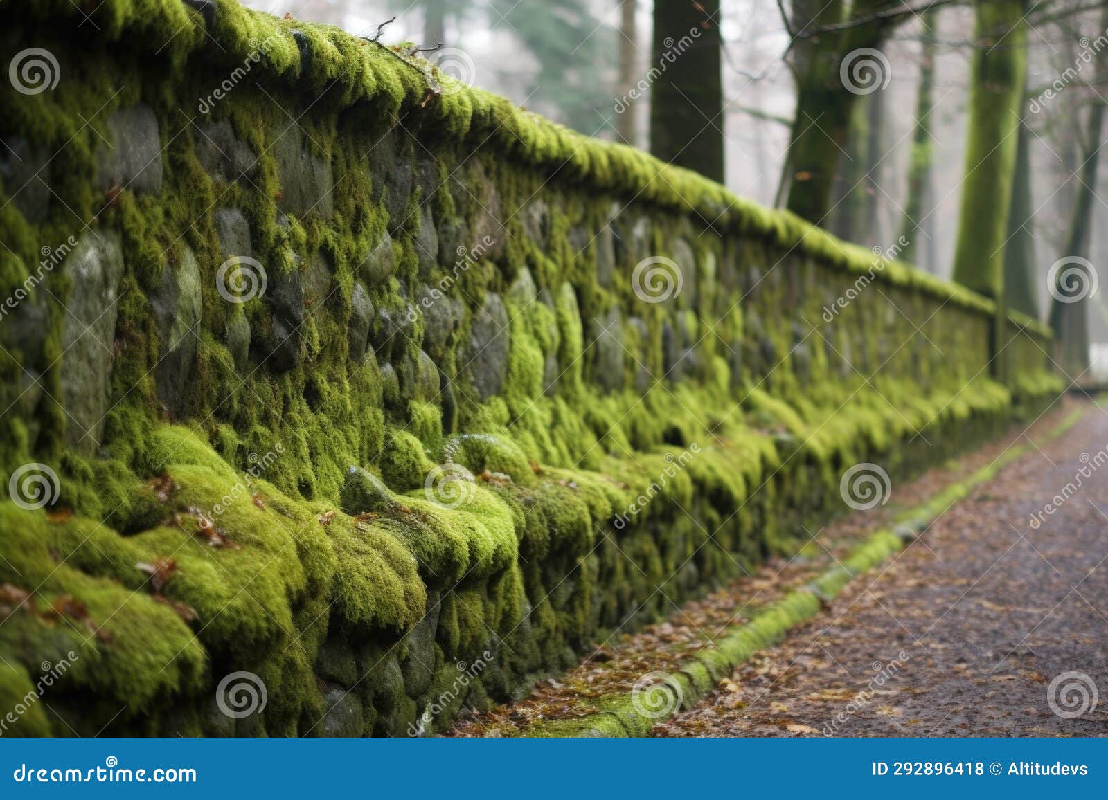 Moss-covered Stone Wall in an Urban Setting Stock Photo - Image of ...
