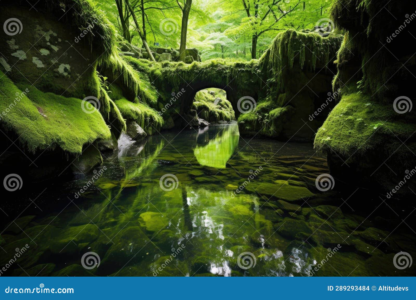 Moss-covered Stones Surrounding a Tranquil Natural Pool Stock Photo ...
